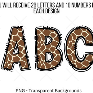 Digital Safari Animal Print Alpha Doodle Alphabet - PNG Bundle ...
