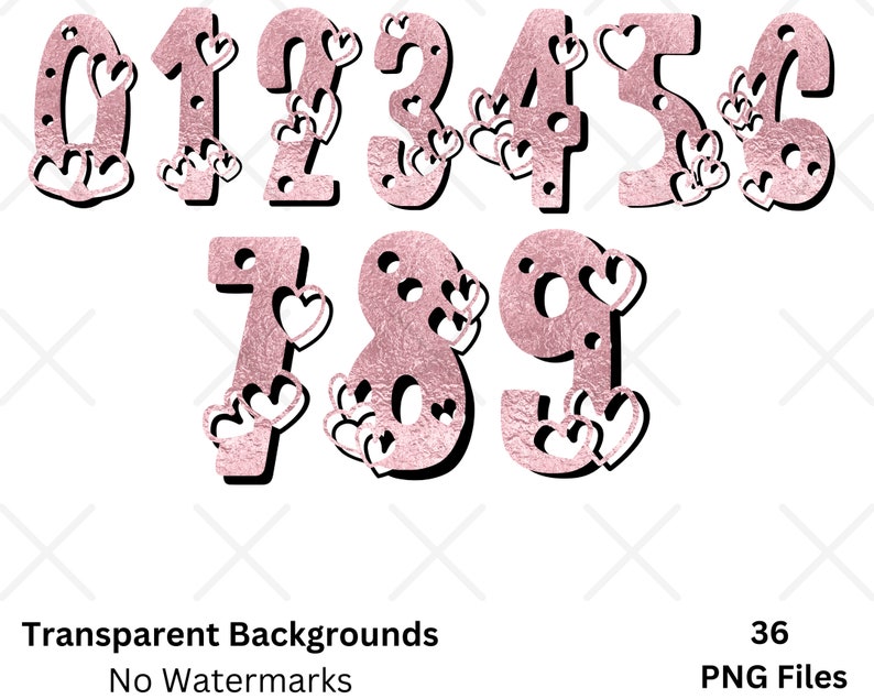 Digital Pink Heart Alphabet Letters PNG Clipart Bundle Foil - Etsy