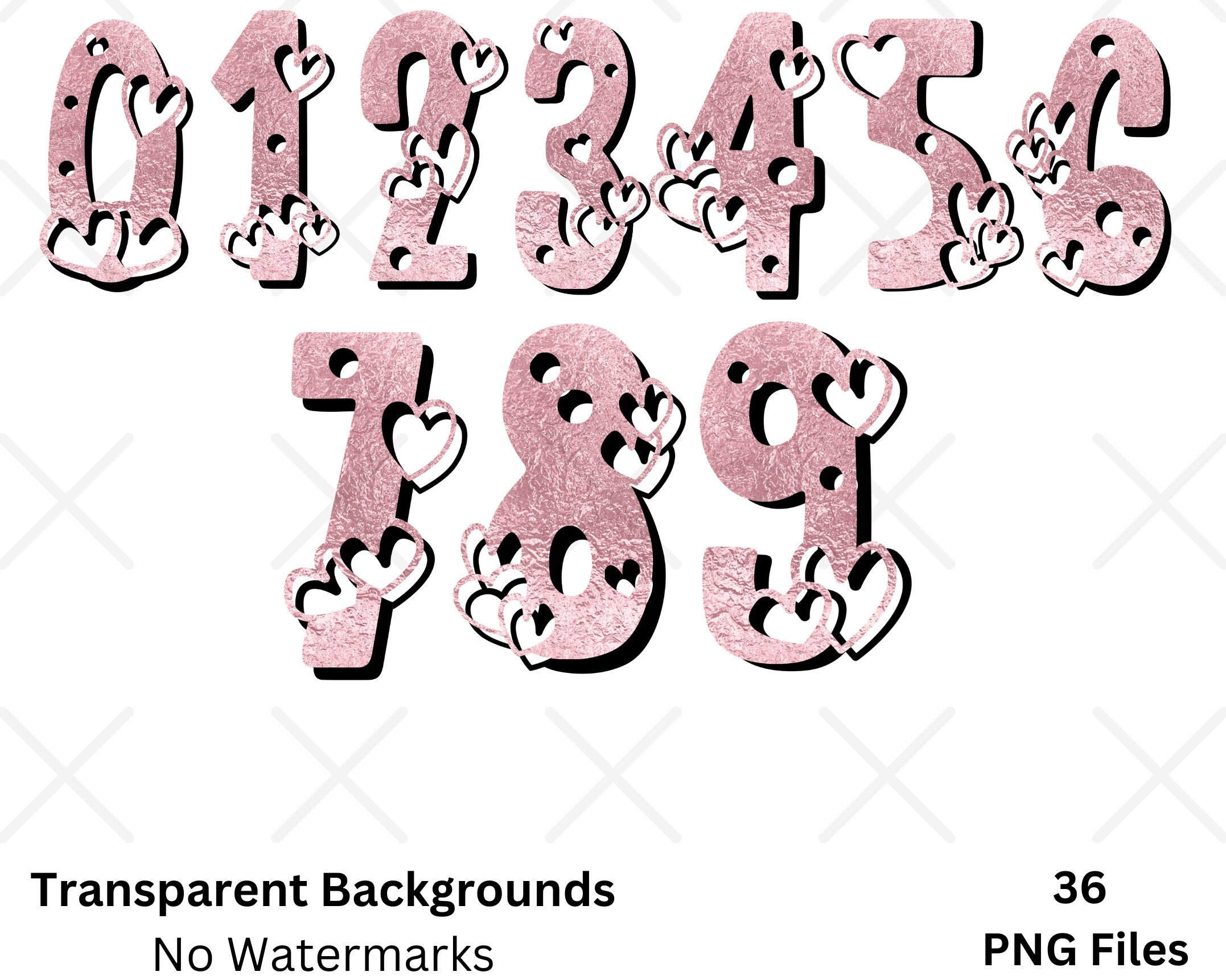 Digital Pink Heart Alphabet Letters PNG Clipart Bundle Foil - Etsy
