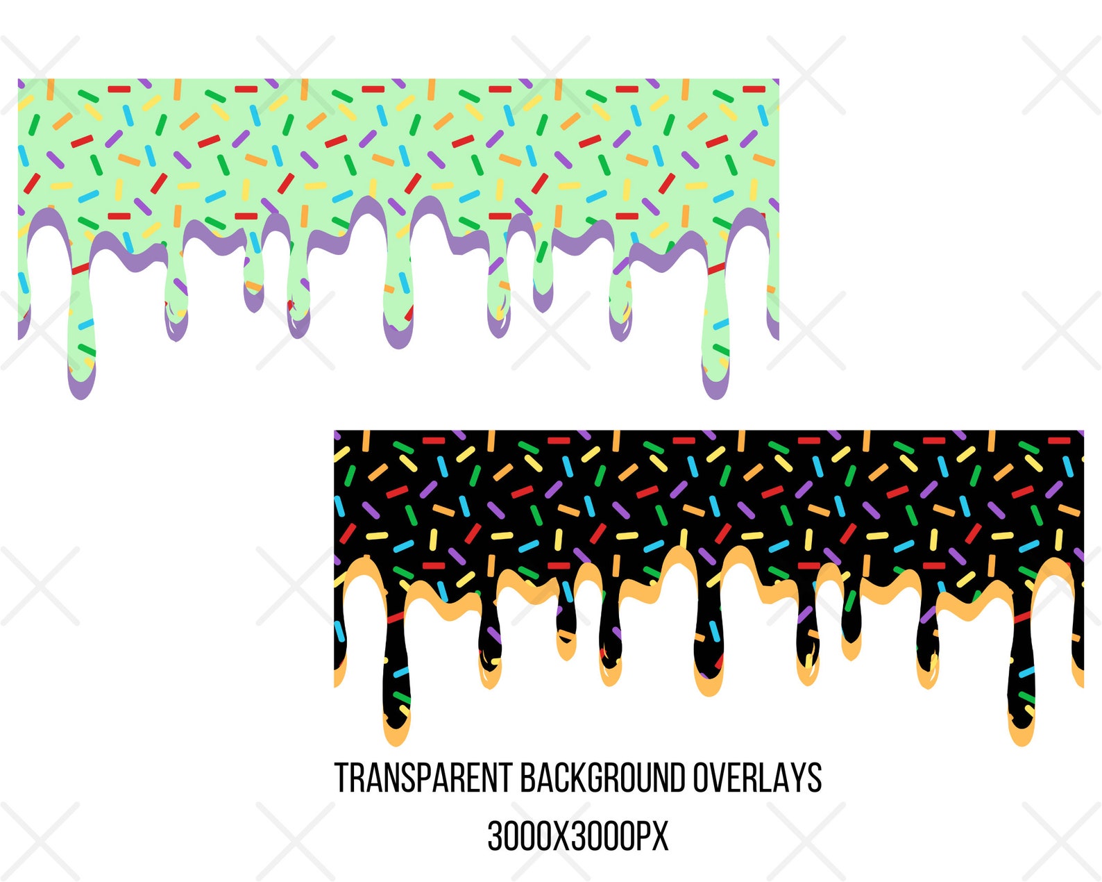 Digital Download Candy Sprinkles Drip Overlay PNG Bundle - Dripping ...