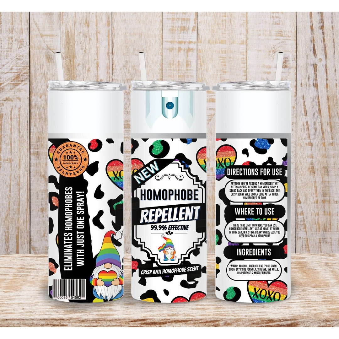 Digital LGBT Homophobe Be Gone Spray Bottle 20oz Tumbler Wrap Gay Pride ...