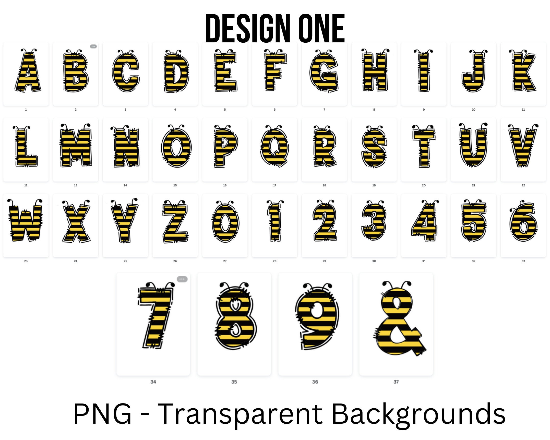 Digital Bee Spring Alpha Doodle Alphabet - Spring Clipart PNG Bundle ...