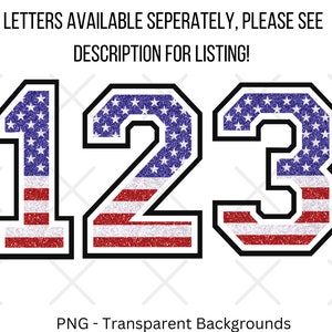 Digital Glitter USA American Flag Alpha Doodle Numbers - 4th July PNG ...