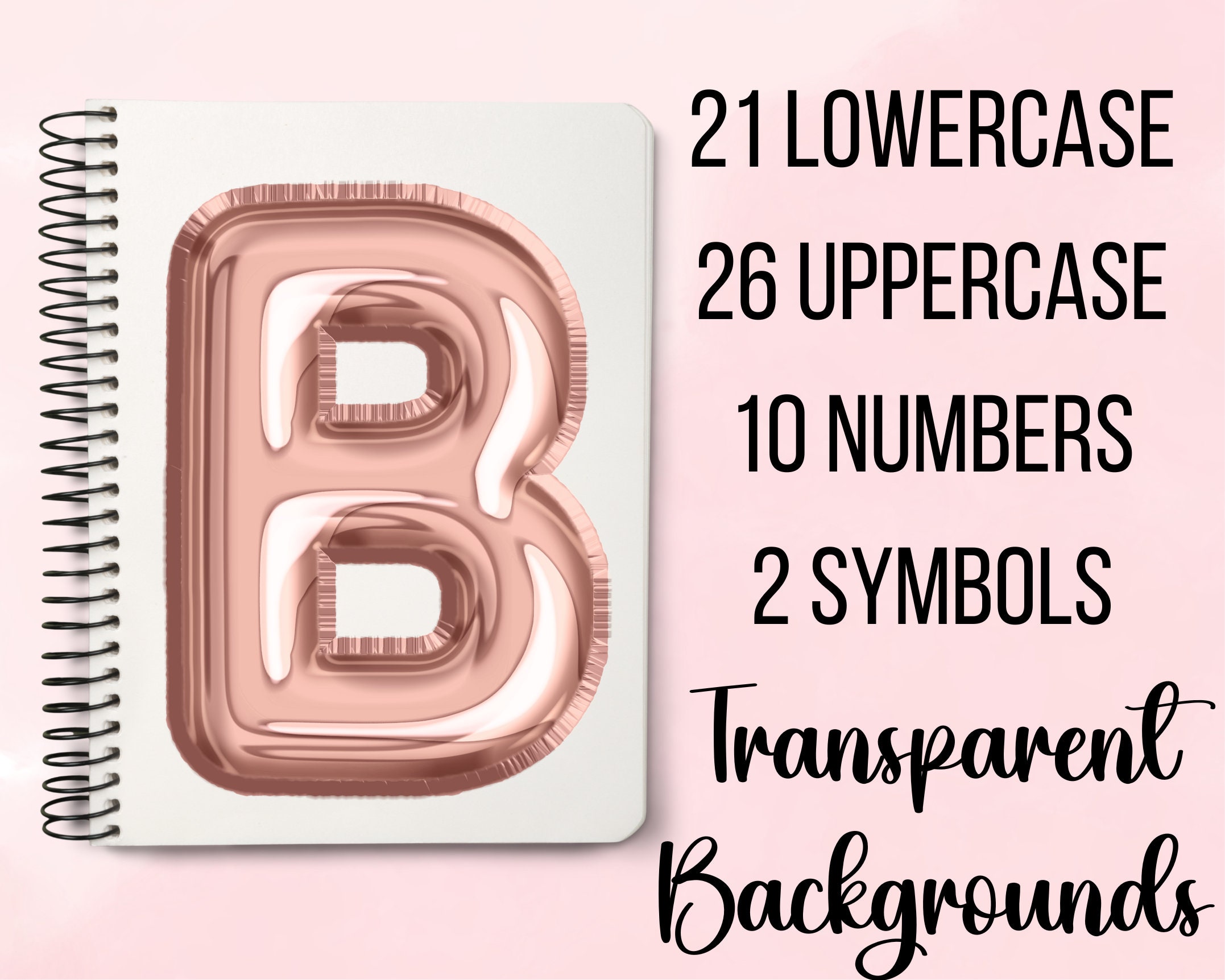 Digital Rose Gold Balloons Alphabet and Numbers - PNG Clipart Bundle - Etsy