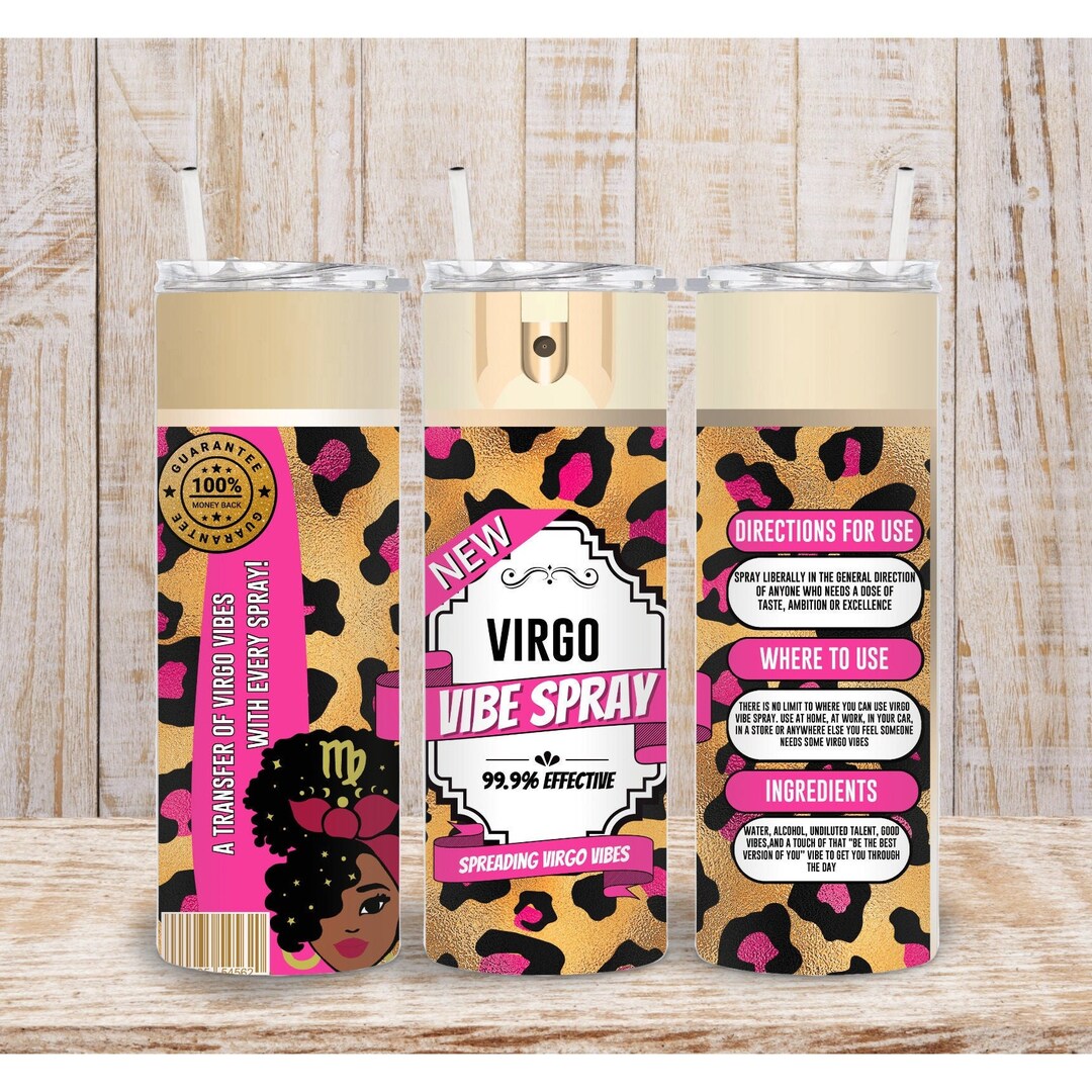 Digital Be Gone Virgo Zodiac Black Woman Star Sign Spray Bottle 20oz ...