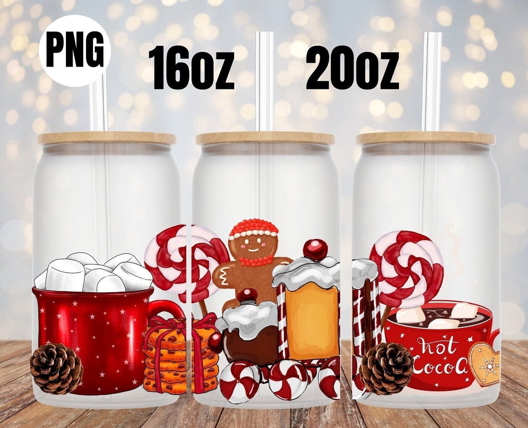 Christmas Gingerbread Glass Can Wrap – 16oz/20oz PNG Sublimation ...