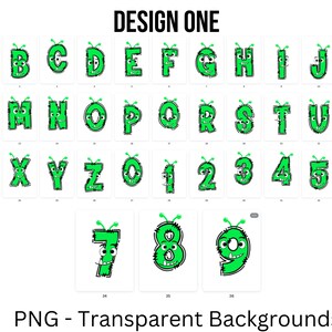 Digital Cute Monsters Alpha Doodle Alphabet - Monster Clipart PNG ...