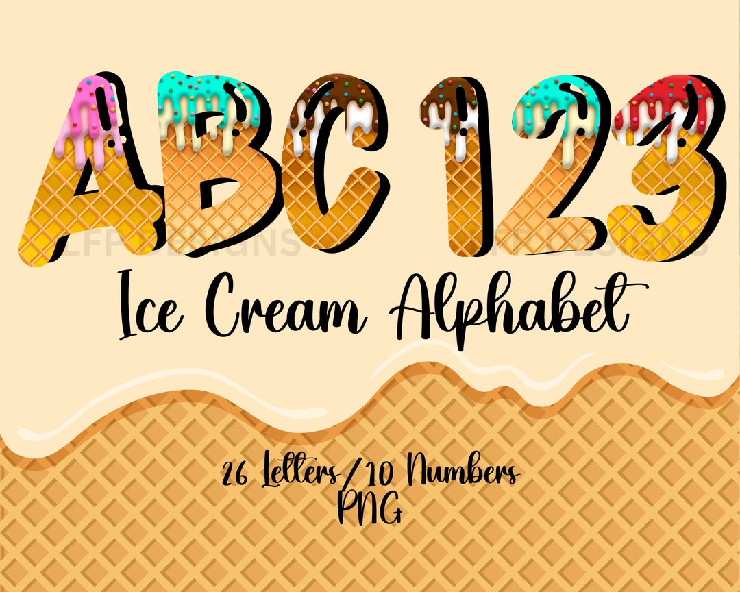 Digital Ice Cream Doodle Alphabet Letters and Numbers PNG Clipart ...