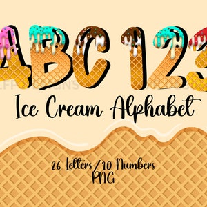 Digital Ice Cream Doodle Alphabet Letters and Numbers PNG Clipart ...