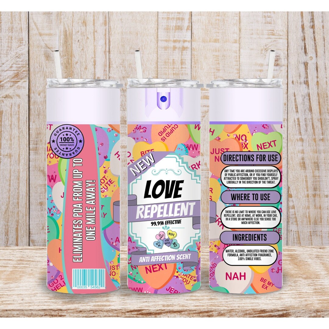 Digital Love Be Gone Spray Bottle 20oz Tumbler Wrap, Anti Valentine ...