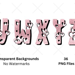 Digital Pink Heart Alphabet Letters PNG Clipart Bundle Foil Textured ...