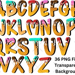 Digital Ice Cream Doodle Alphabet Letters and Numbers PNG Clipart ...