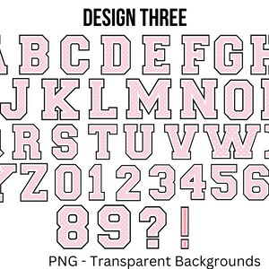 Digital Pink Varsity Letters Doodle Alphabet Pink Clipart PNG Bundle ...