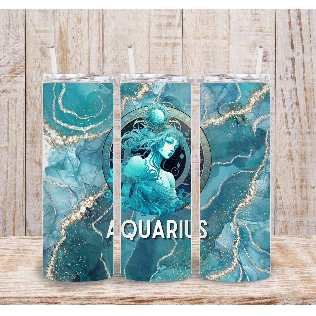 Digital Zodiac Aquarius 20oz Tumbler Wrap - PNG Sublimation 300 Dpi ...