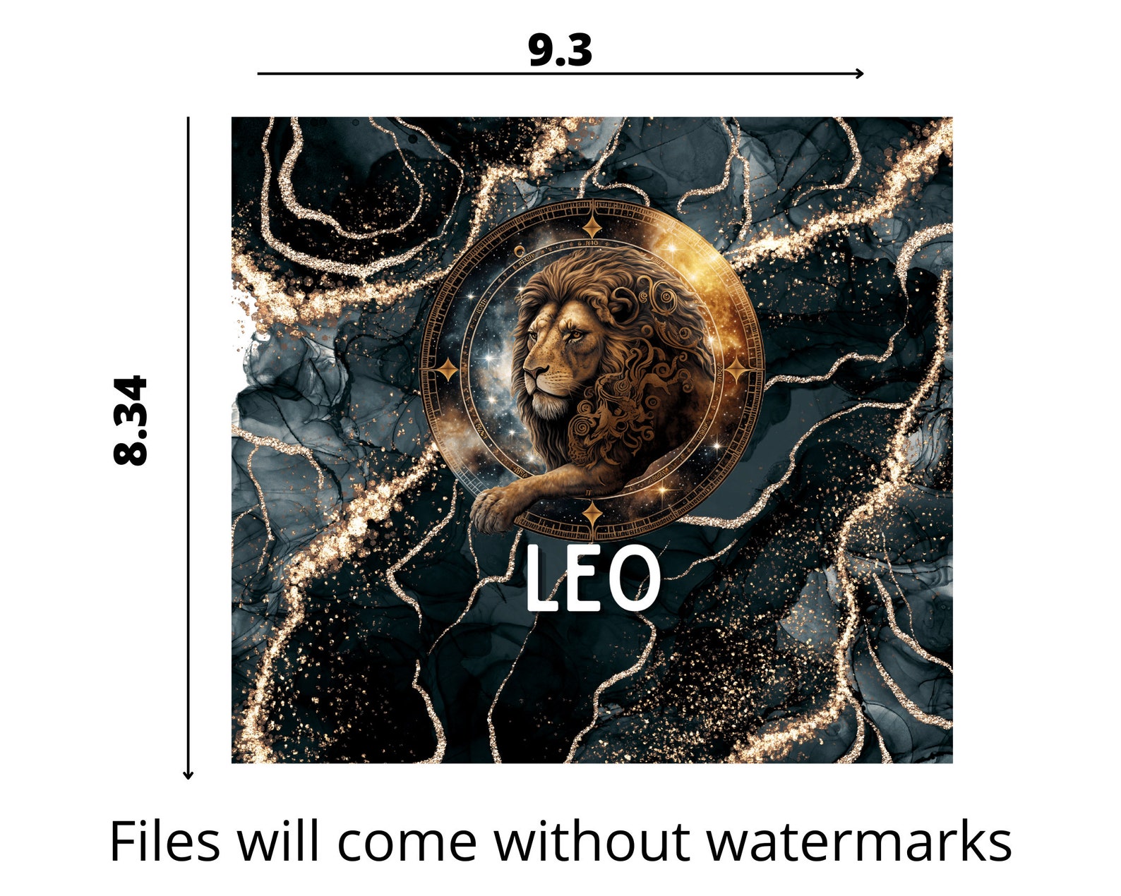 Digital Zodiac Leo 20oz Tumbler Wrap - PNG Sublimation 400 Dpi - Black ...