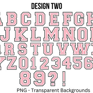 Digital Pink Varsity Letters Doodle Alphabet Pink Clipart PNG Bundle ...