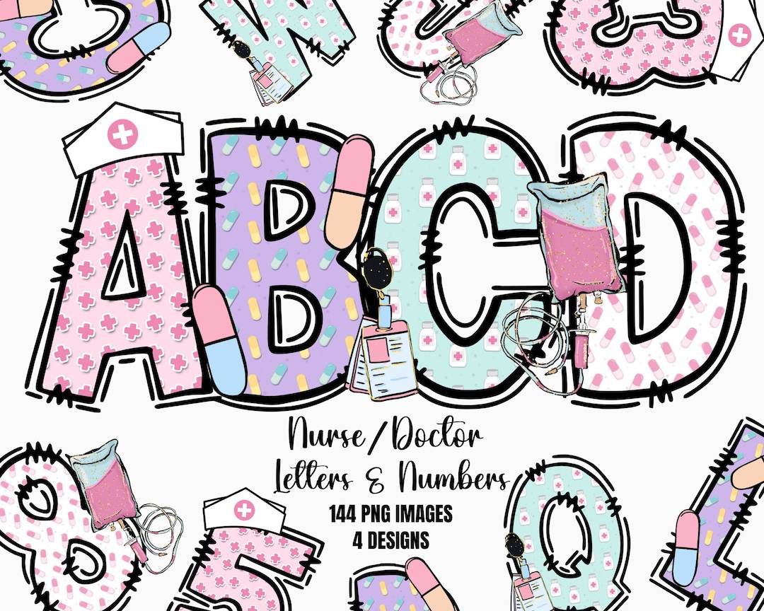 Digital Nurse Doctor Alpha Doodle Alphabet - Health Worker PNG Bundle ...
