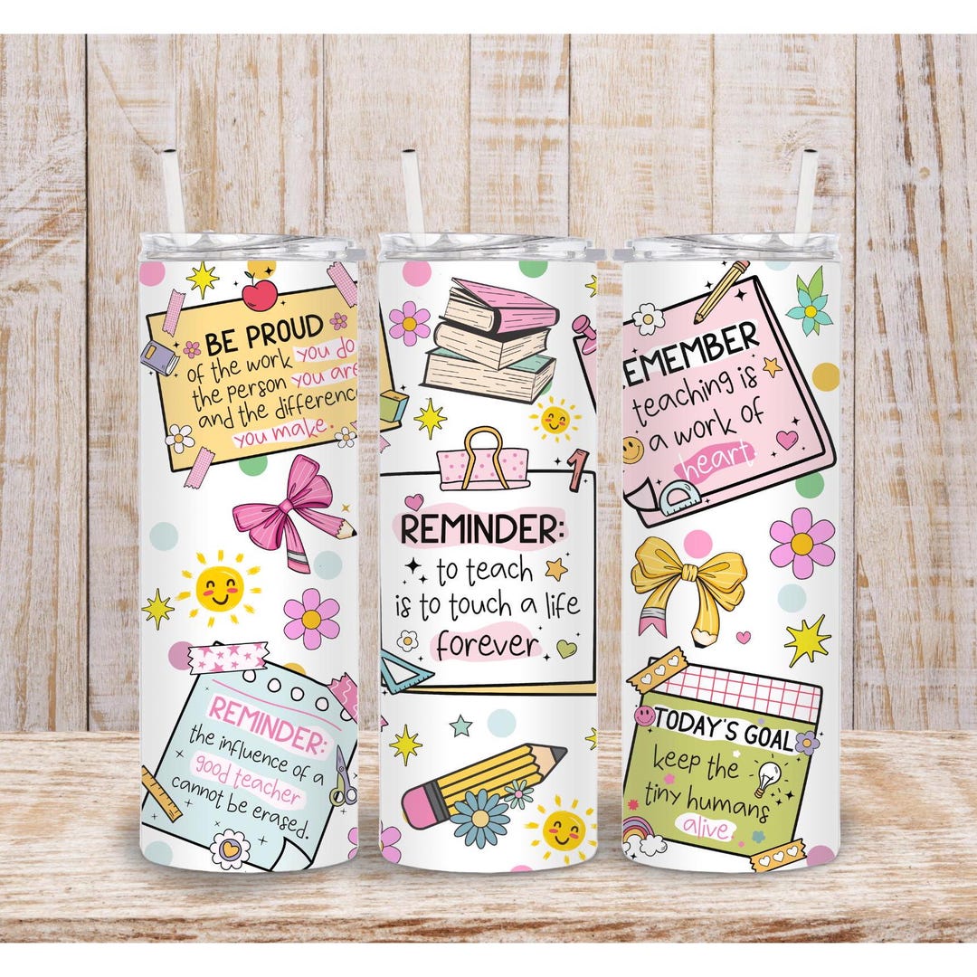 Digital Teacher Daily Reminder Affirmations 20oz Tumbler Wrap - PNG ...