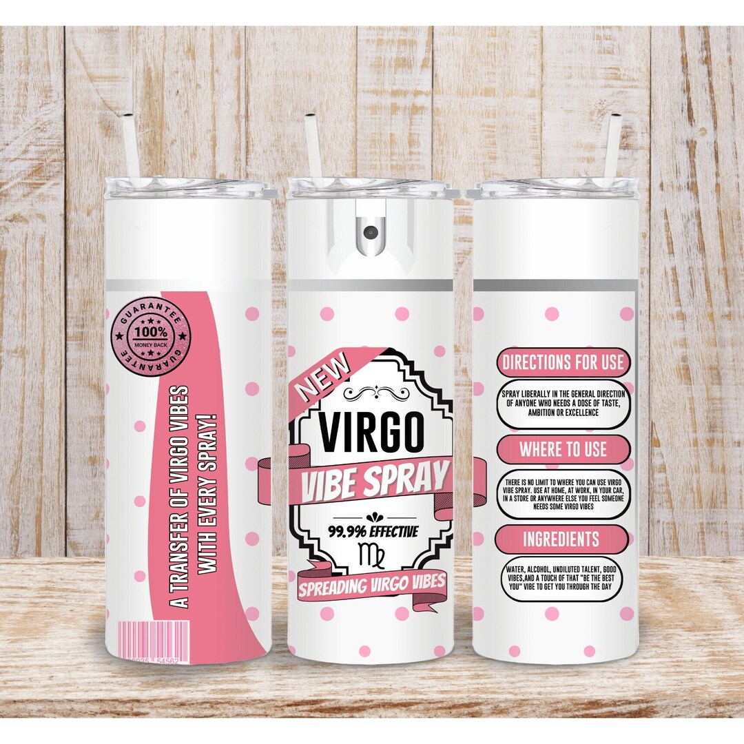 Virgo Vibe Spray Bottle 20oz Tumbler Wrap – PNG Sublimation (digital ...
