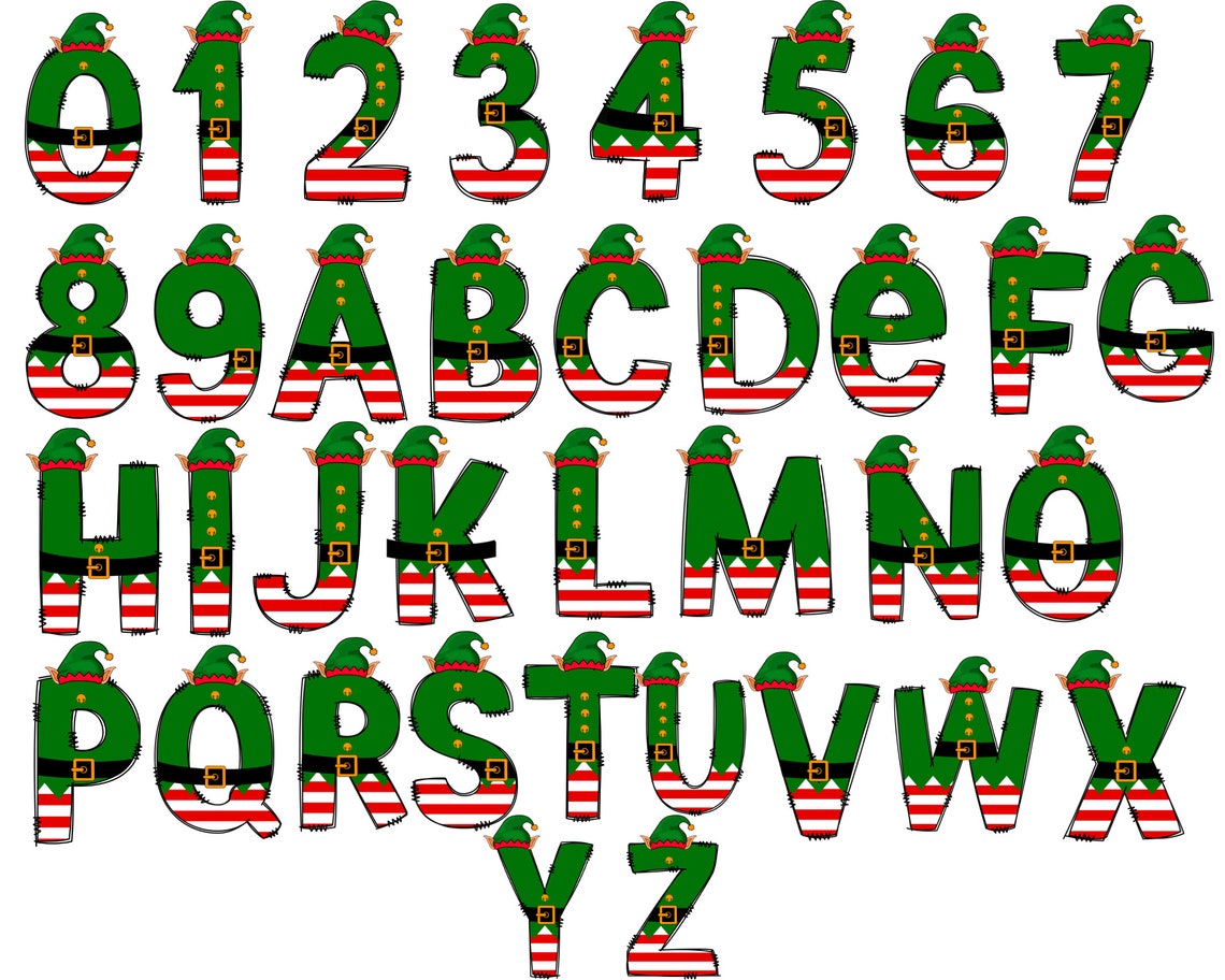 Digital Christmas Elf Alphabet PNG Clipart Bundle 300dpi - Etsy