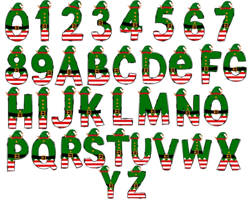 Digital Christmas Elf Alphabet PNG Clipart Bundle 300dpi - Etsy