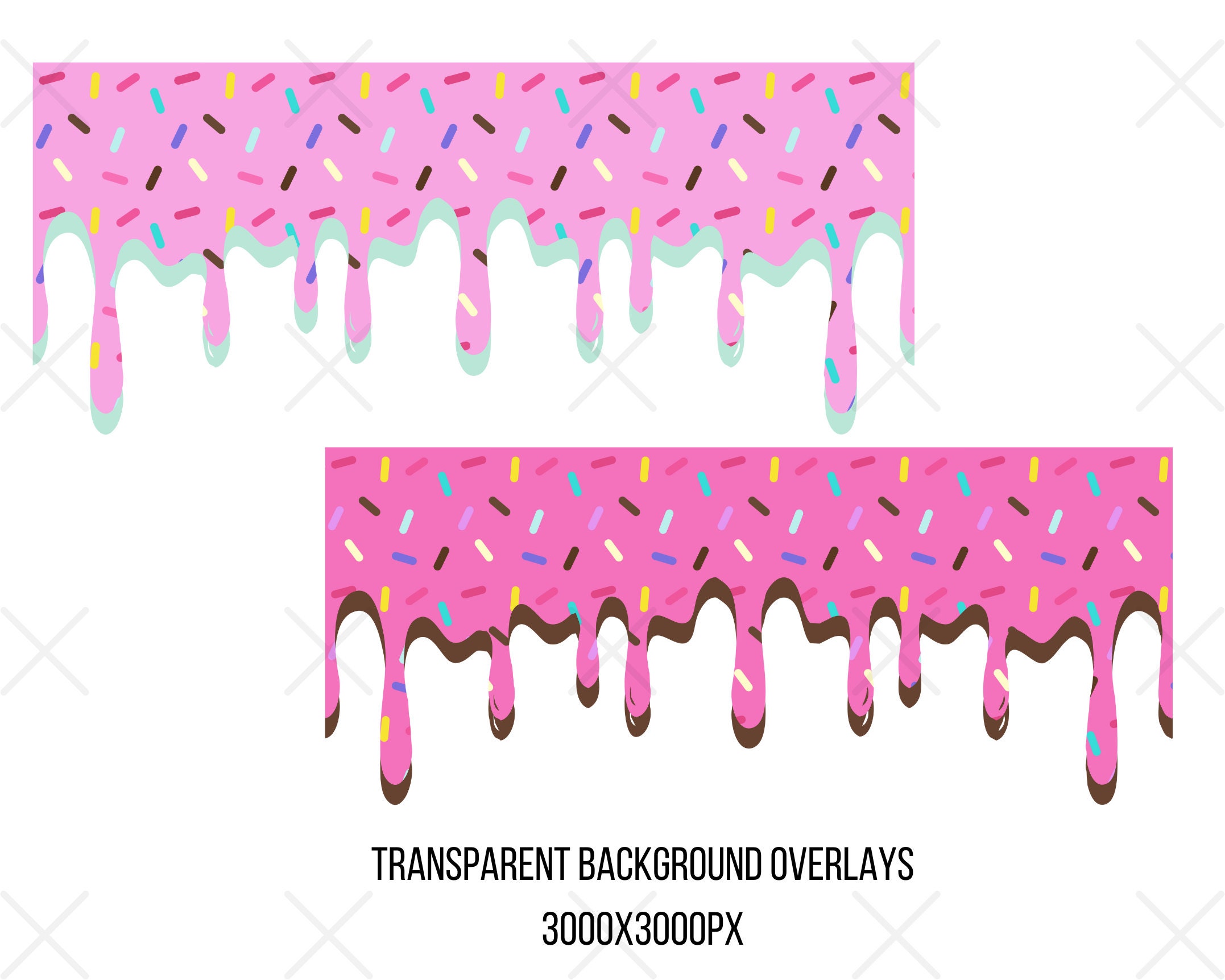 Digital Download Candy Sprinkles Drip Overlay PNG Bundle - Dripping ...