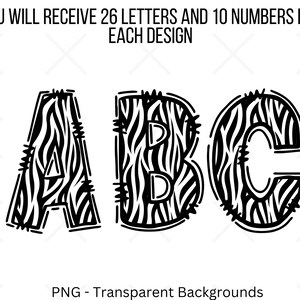 Digital Safari Animal Print Alpha Doodle Alphabet - PNG Bundle ...