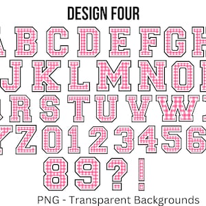 Digital Pink Varsity Letters Doodle Alphabet Pink Clipart PNG Bundle ...