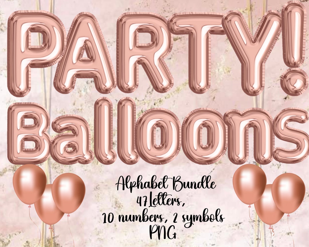 Digital Rose Gold Balloons Alphabet and Numbers - PNG Clipart Bundle - Etsy