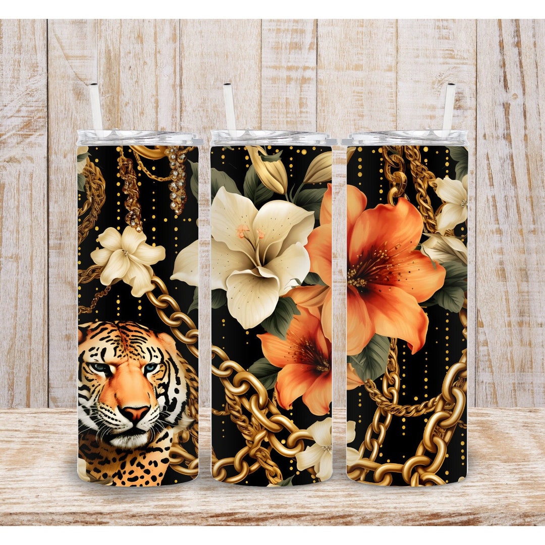 Digital Greek Floral Chain Design 20oz Tumbler Wrap - PNG Sublimation ...