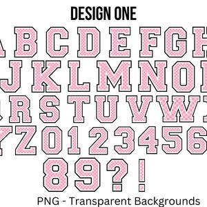 Digital Pink Varsity Letters Doodle Alphabet Pink Clipart PNG Bundle ...