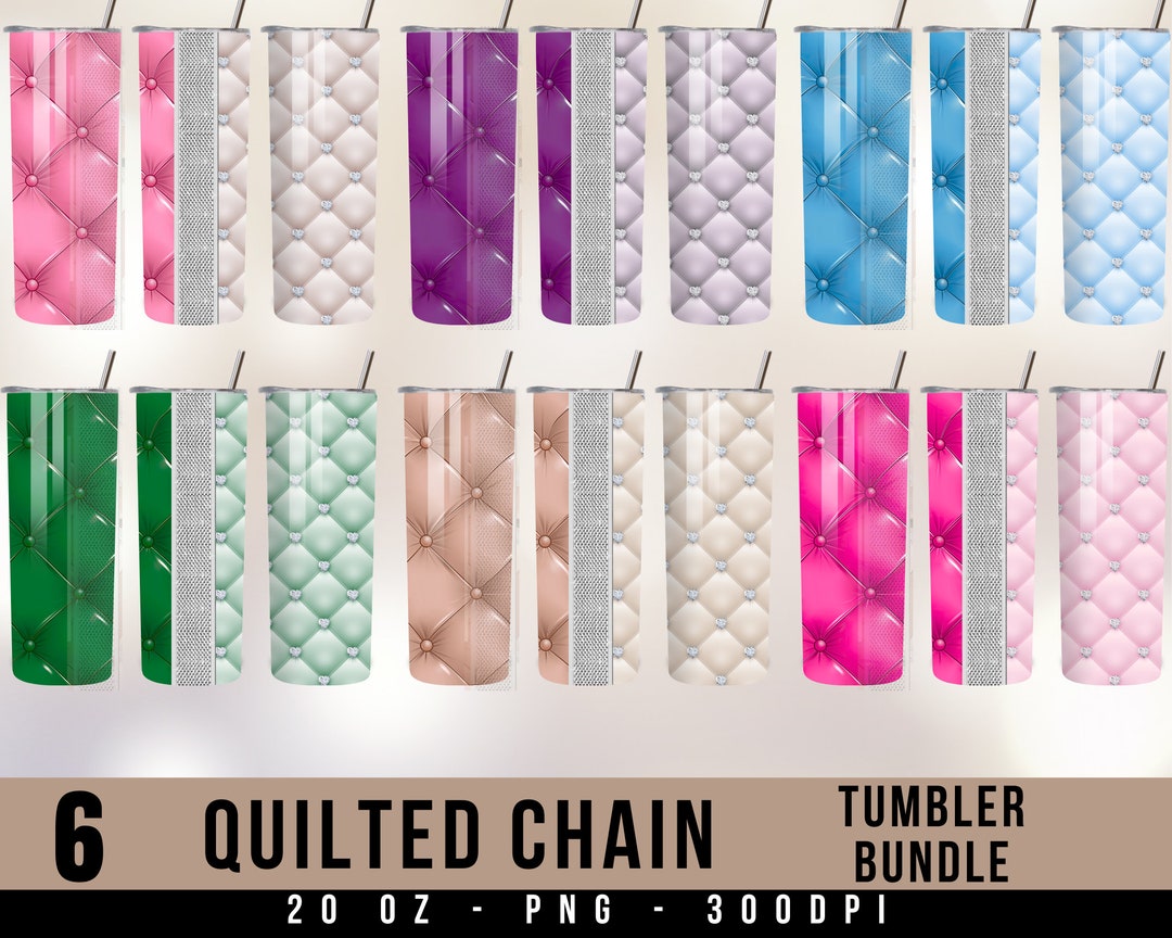 Digital Quilted Chain Glam 20oz Tumbler Wrap Bundle - PNG Sublimation ...