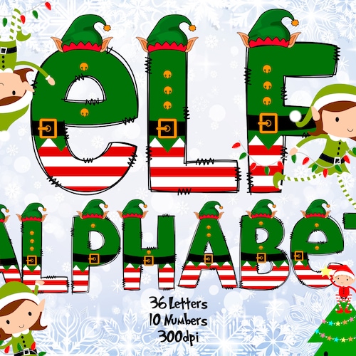 Digital Christmas Elf Alphabet PNG Clipart Bundle 300dpi - Etsy