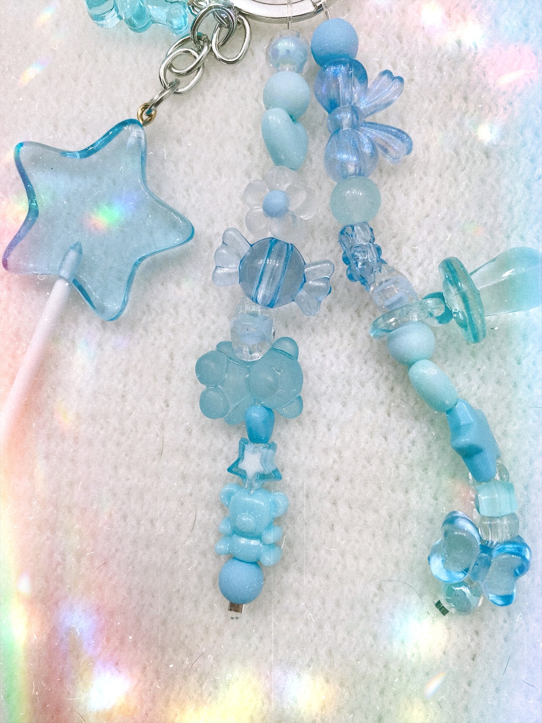 Baby Blue Candy Star Kawaii Keychain Kidcore Kawaii Jewelry Y2k Fashion ...