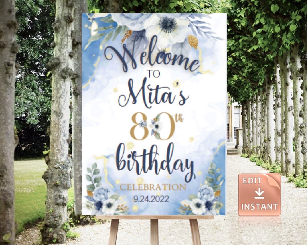 Instant Download Birthday Sign, Self-editing, Printable, Welcome Board ...