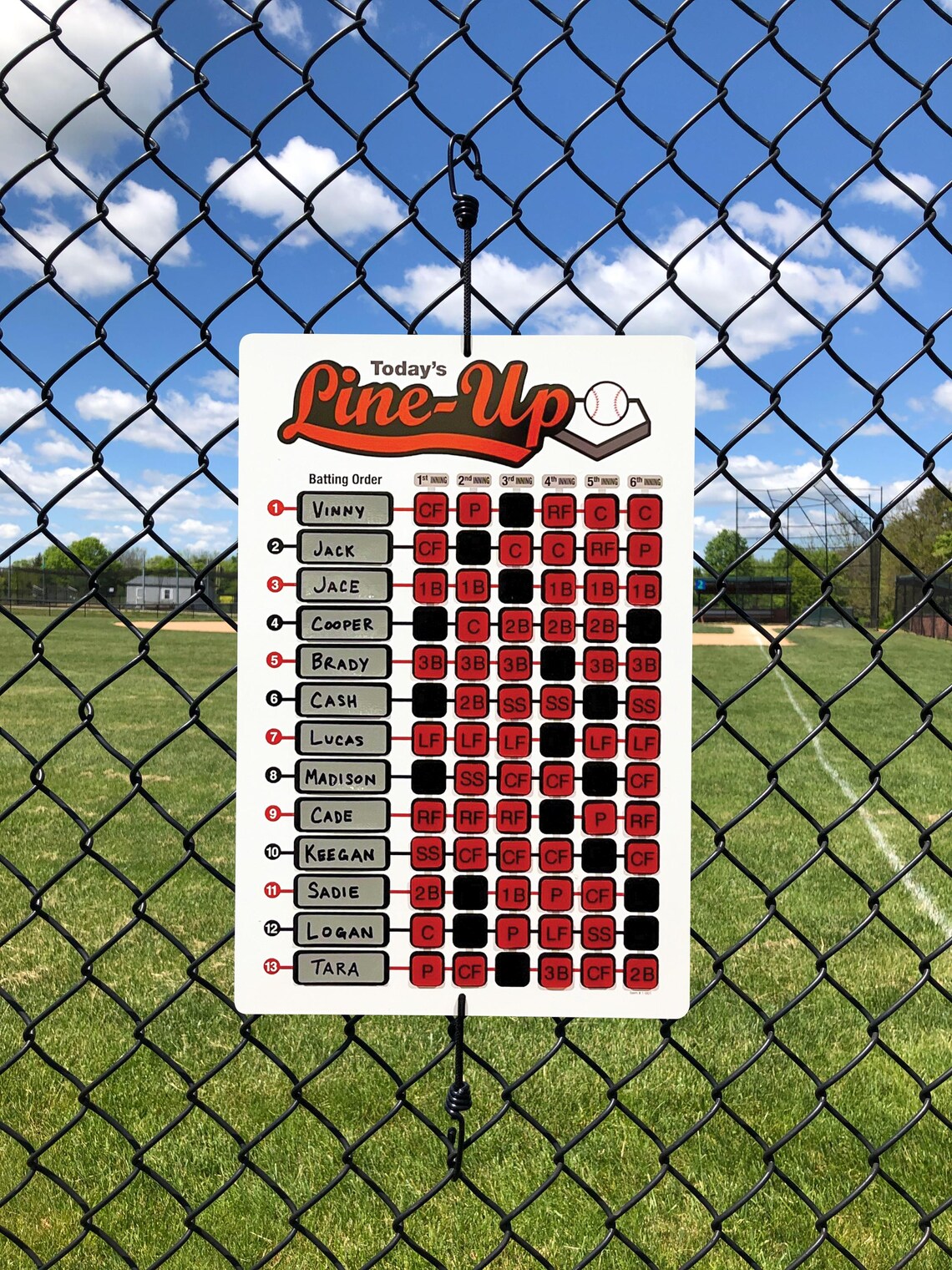 Coaches Line up Board for Baseball or Softball --- RED --- Includes 13 ...