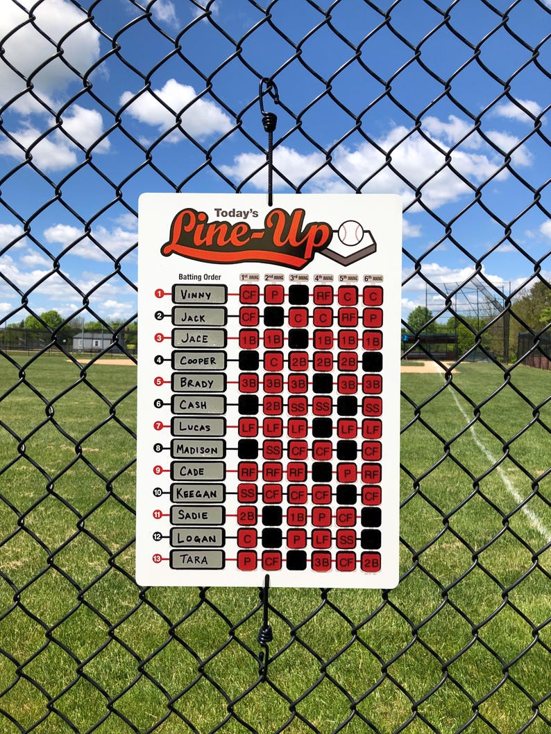 Coaches Line up Board for Baseball or Softball --- RED --- Includes 13 ...