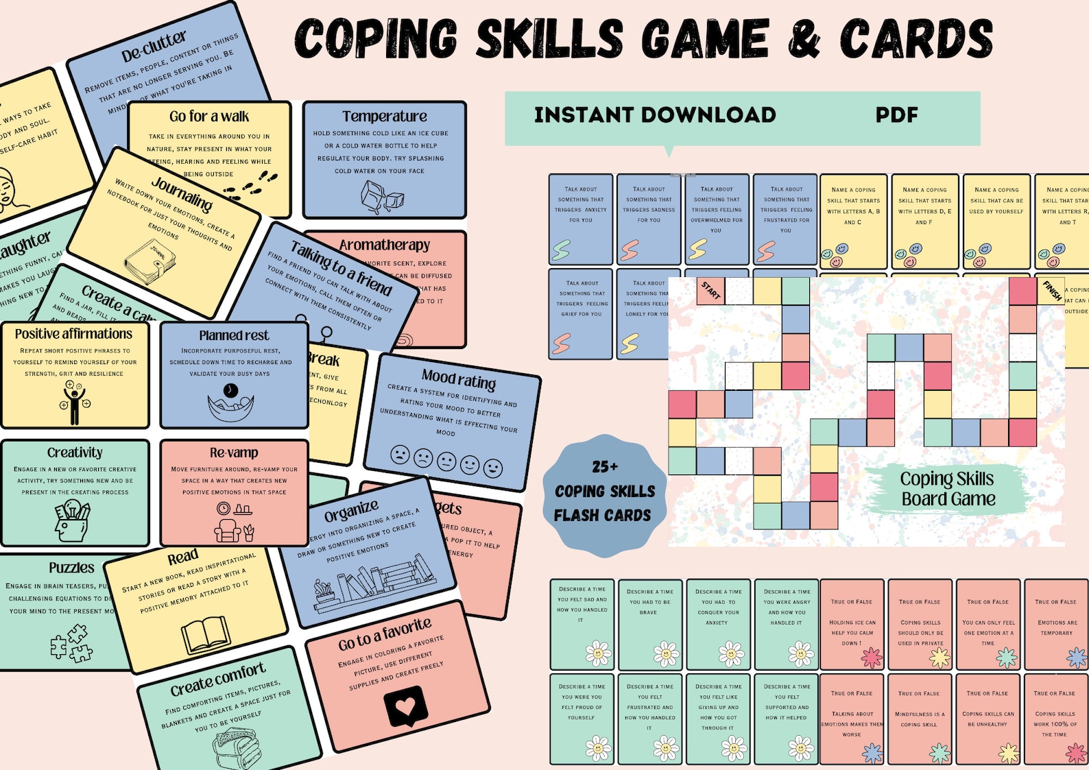Coping Skills Bundle, Mental Health Tool, Coping Skills Game, Anxiety ...