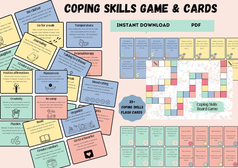 Coping Skills Bundle, Mental Health Tool, Coping Skills Game, Anxiety ...