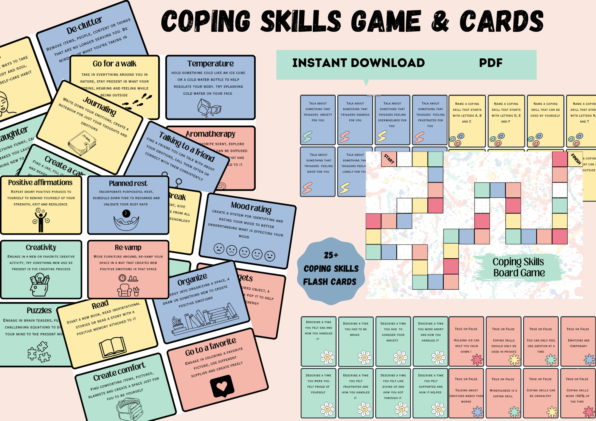 Coping Skills Bundle, Mental Health Tool, Coping Skills Game, Anxiety ...