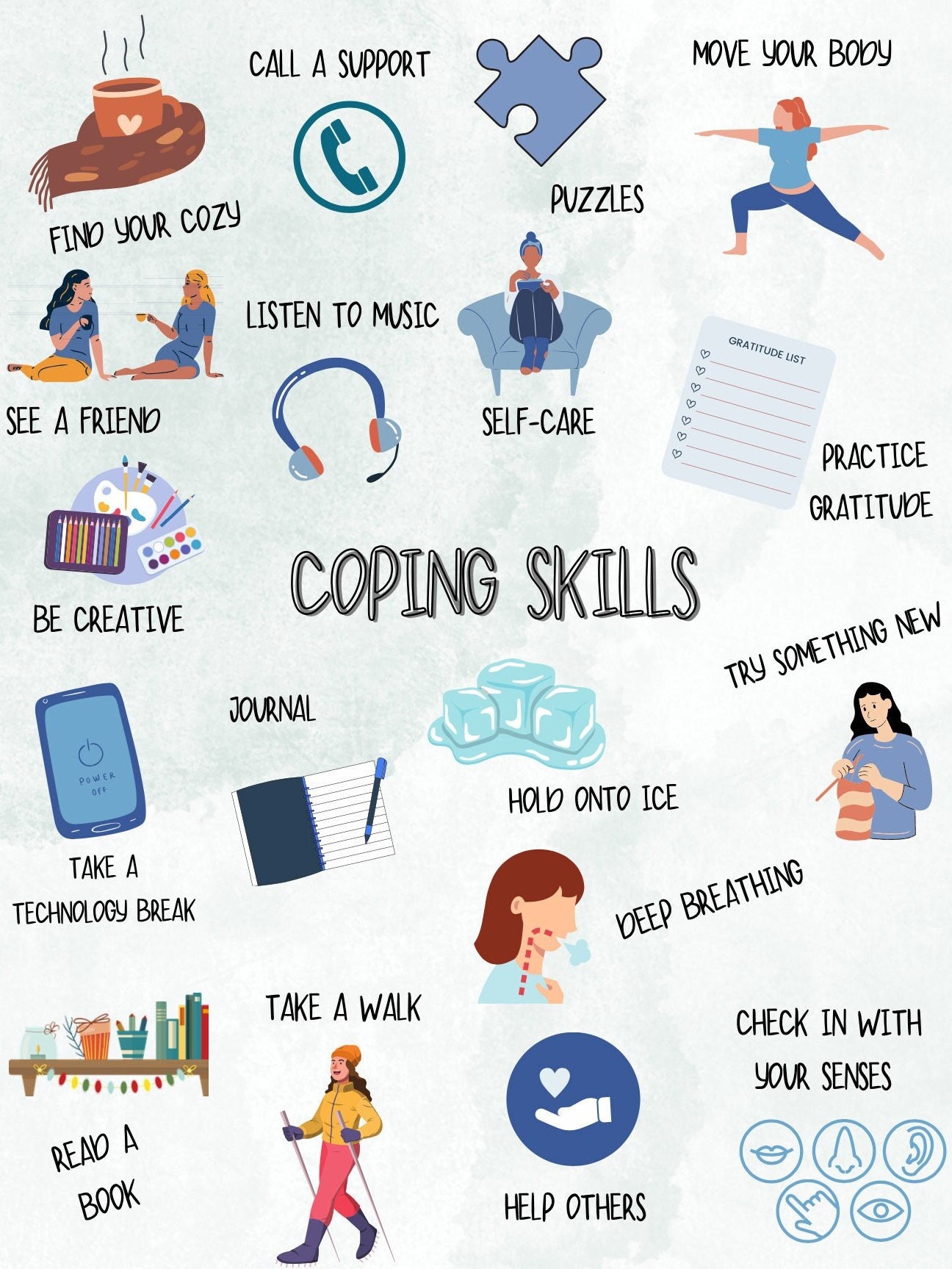 Coping Skills Poster, Worksheet, Mental Health, Therapist Office ...