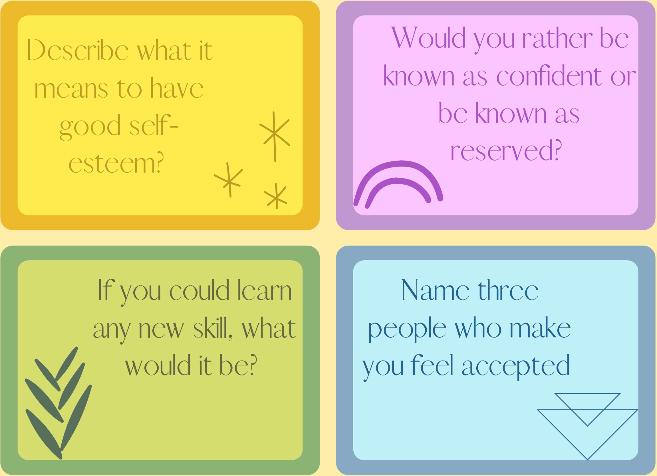 Ice Breaker Cards: Self-esteem, Social Skills, Mental Health, Therapy ...