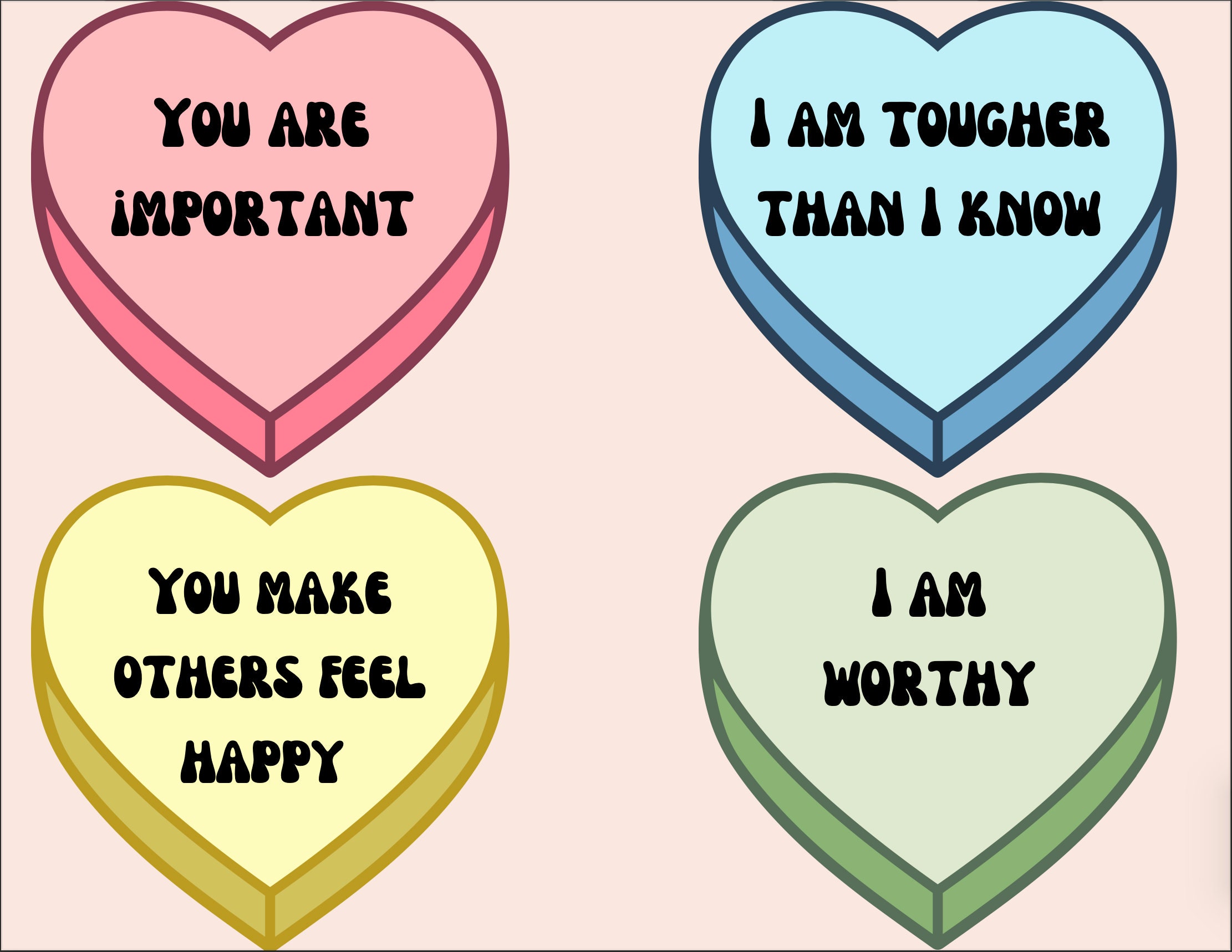 Mental Health Valentine's Cards: Self-love Affirmations (digital ...