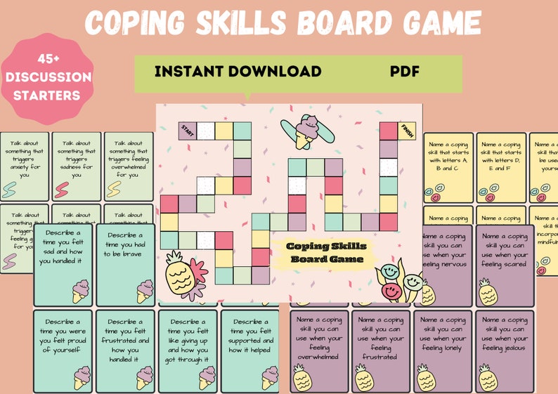 Group Therapy Board Game Bundle, Coping Skills, Anger Management Skills ...