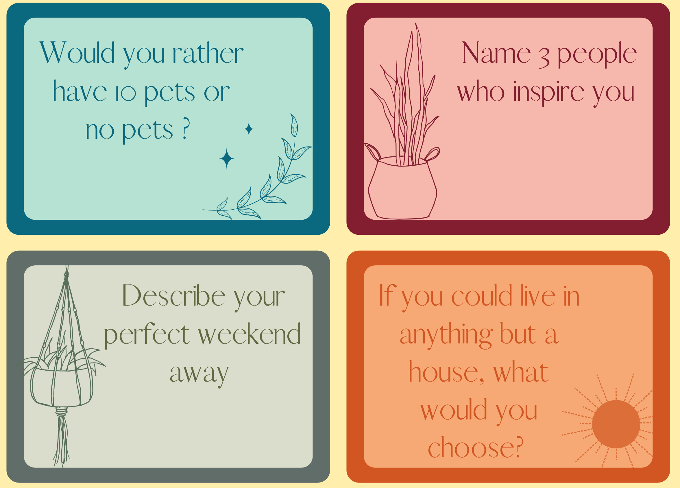 Ice Breaker Cards, 40 Printable Discussion Prompts (digital Download ...