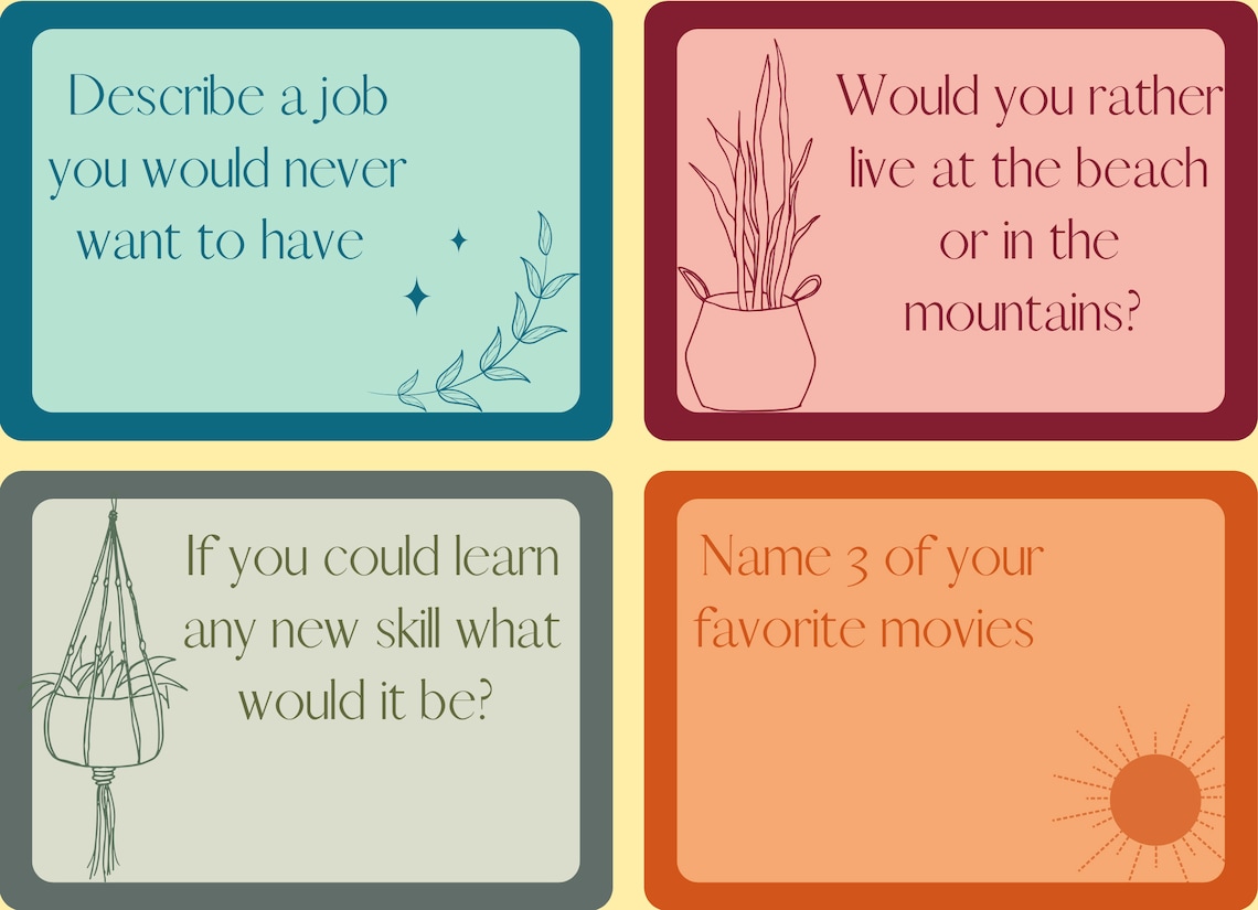 Ice Breaker Cards, 40 Printable Cards, Mental Health Tool, Anxiety ...