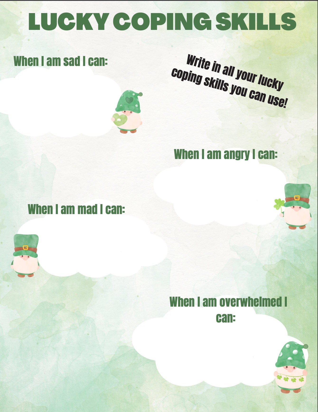 St.patrick's Day Coping Skills Bundle, School Counseling, Psychology ...