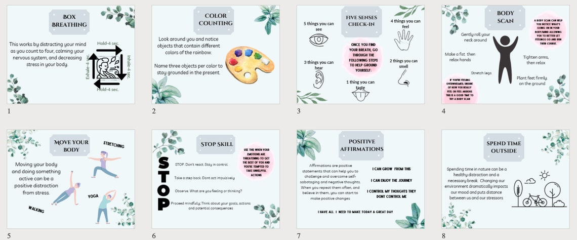 Coping Skills Flash Cards Mental Health Skills CBT/DBT - Etsy