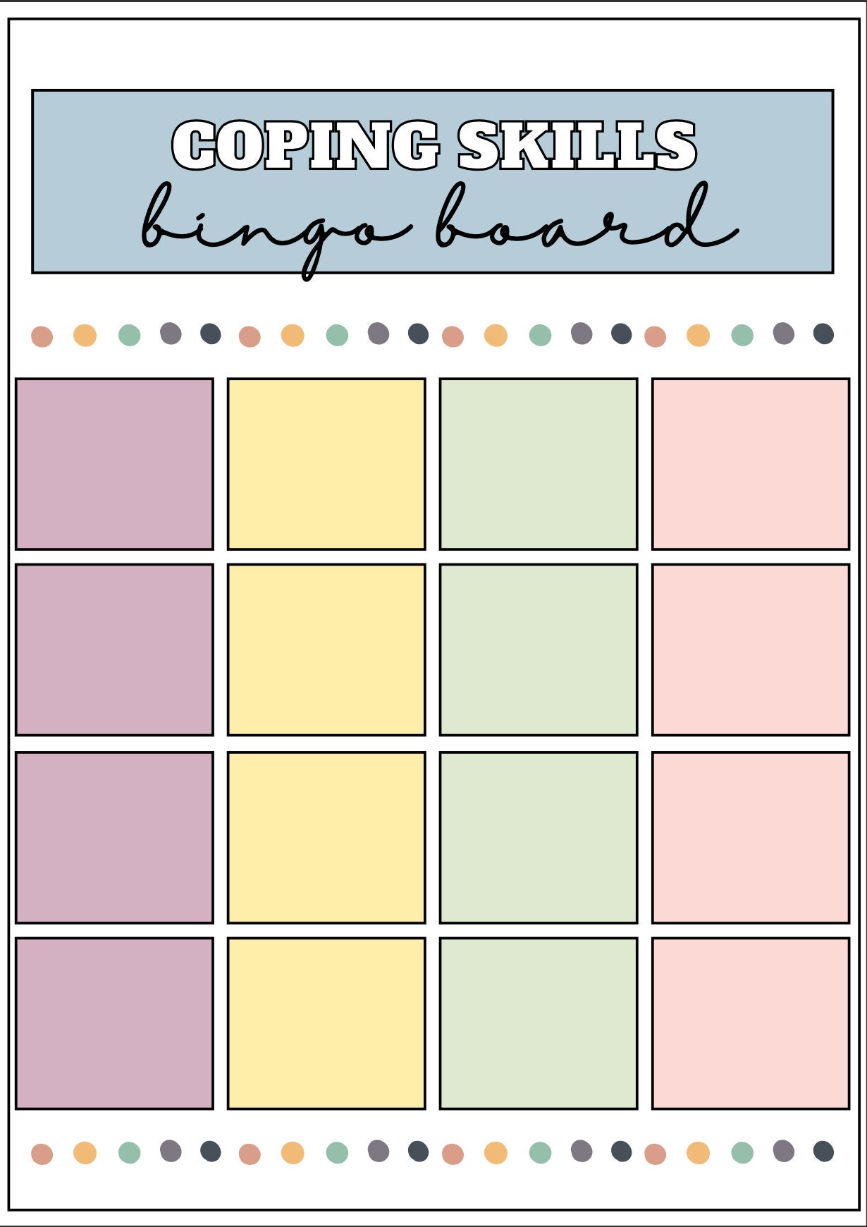 Coping Skills Bingo, Mental Health Game, Anxiety, Depression, DIGITAL ...