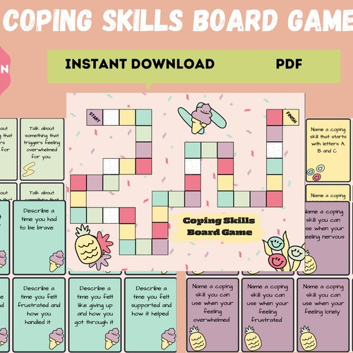 Learning Coping Skills Board Game Mental Health Game Coping - Etsy